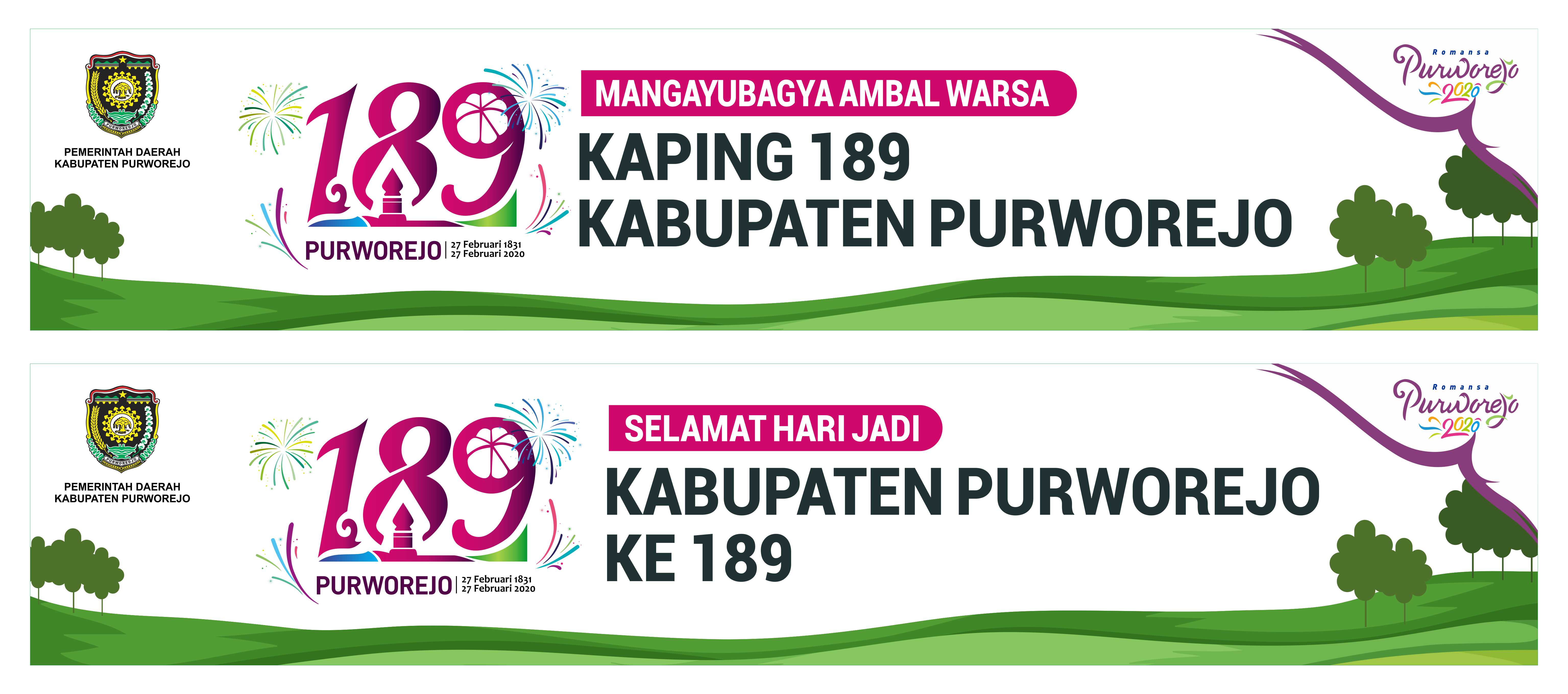 BANNER HARI JADI PURWOREJO KE 189 UKURAN 5×1 – TEMPLATE COREL